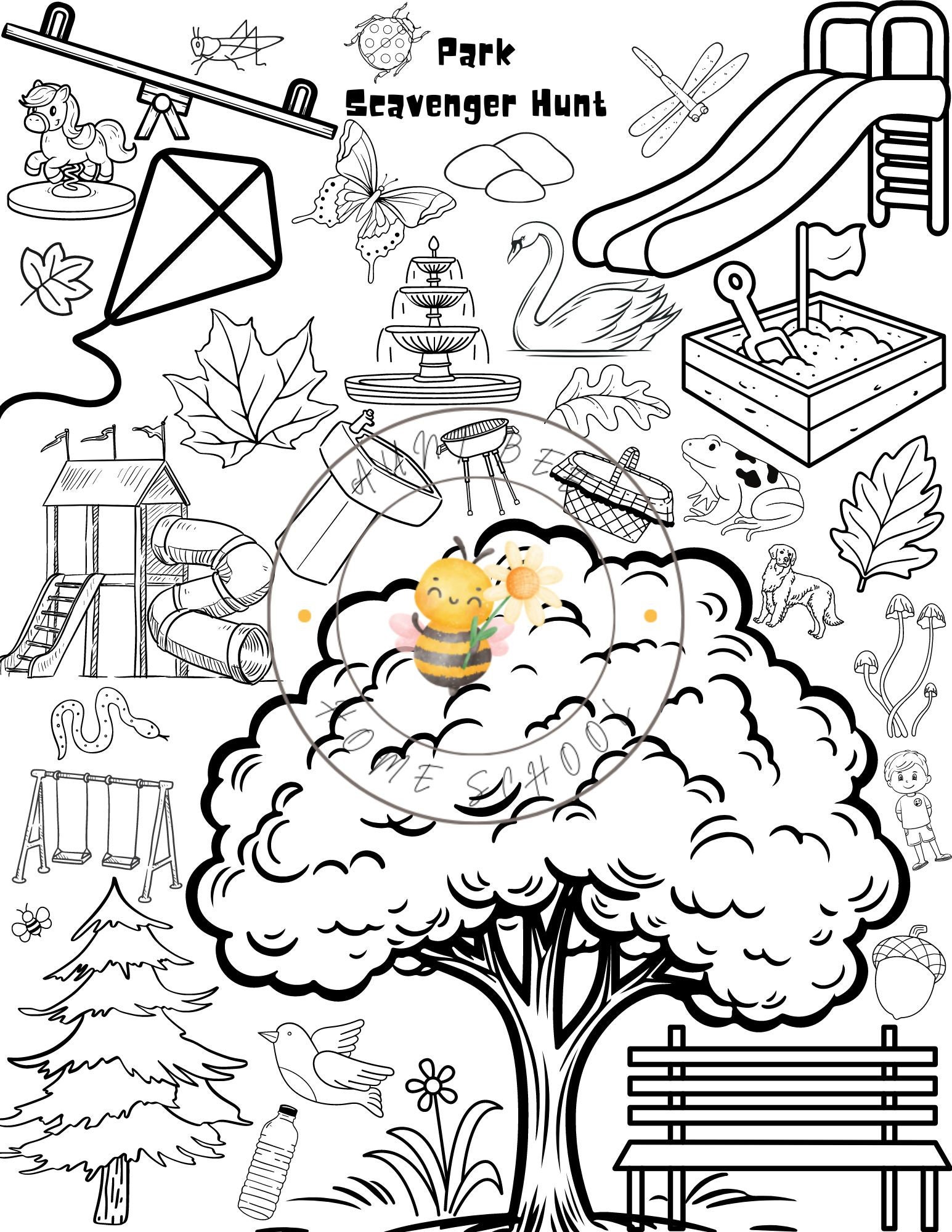 Park Scavenger Hunt Coloring Page - Etsy