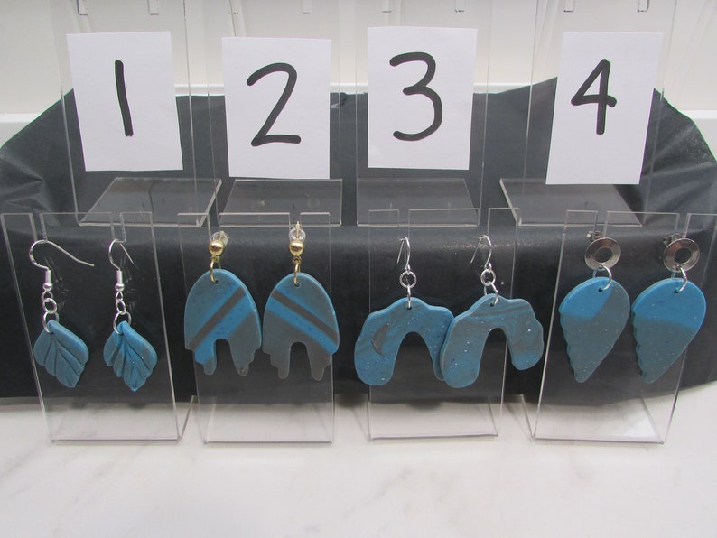 Sparkling Blue and Gray Polymer Clay Earrings - Etsy