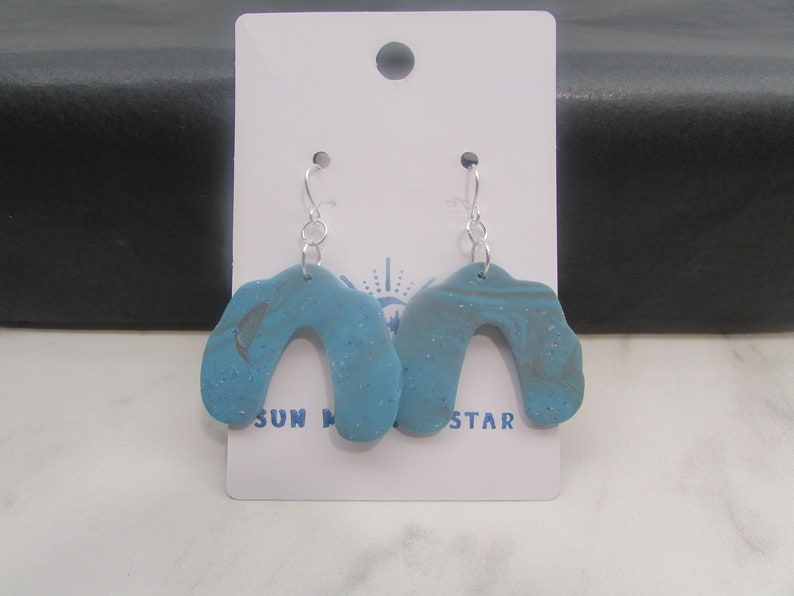 Sparkling Blue and Gray Polymer Clay Earrings - Etsy