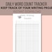 Monthly Writing Tracker for Writers Word Count Tracker Letter Instant ...