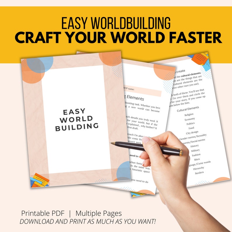 Easy Worldbuilding Workbook | Printable & Editable World Building for ...