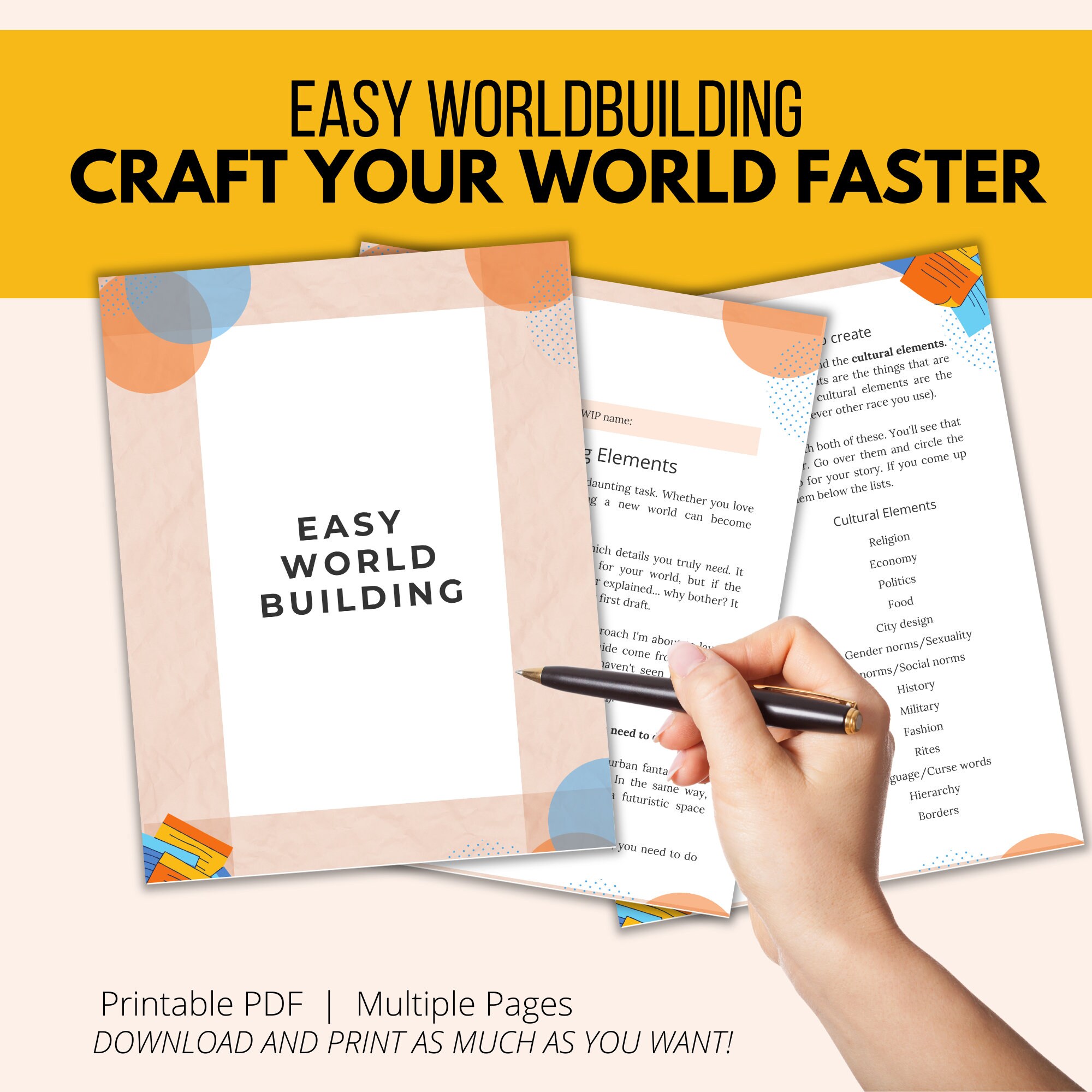 Easy Worldbuilding Workbook Printable & Editable World - Etsy Australia
