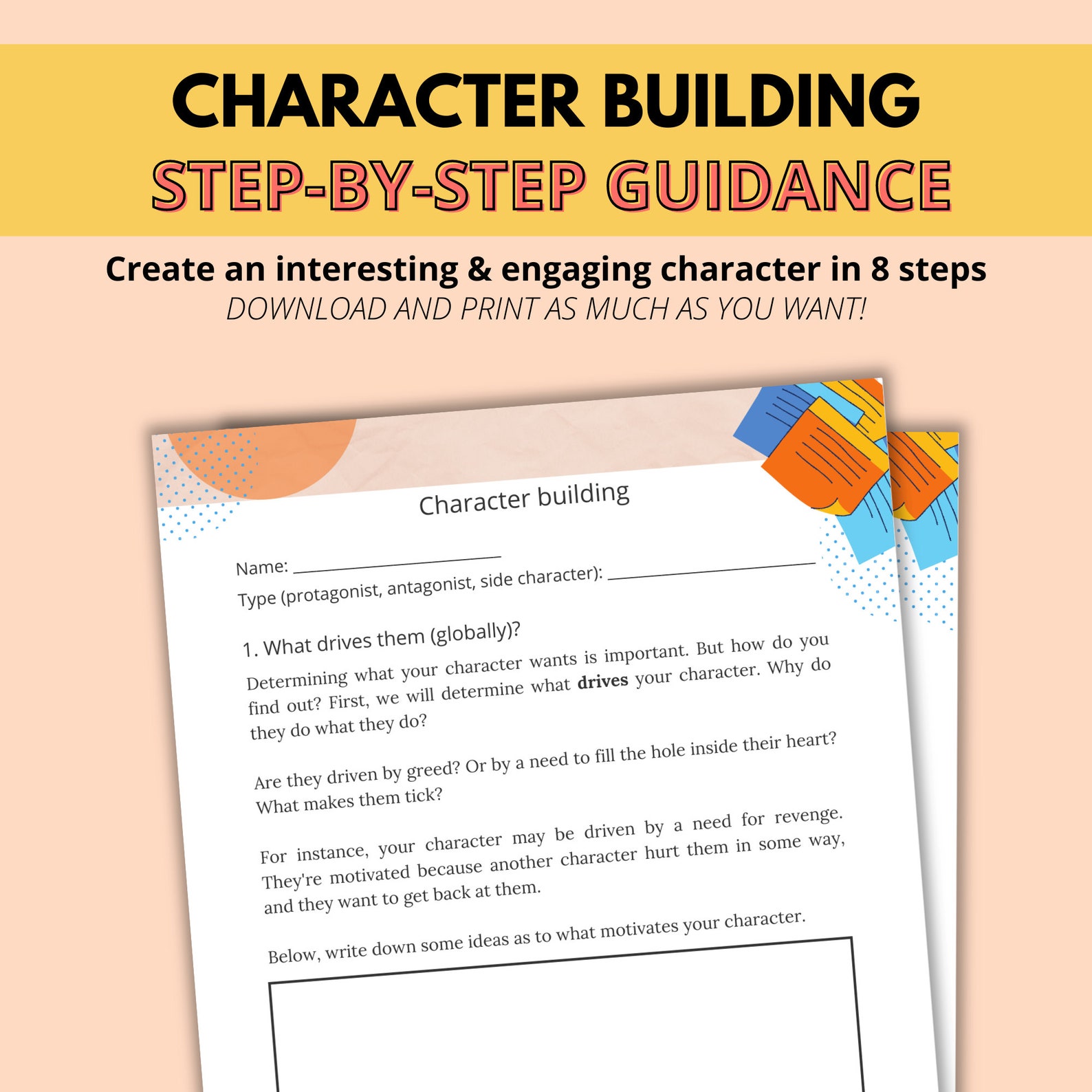 Character Development Workbook | Writing Tools | Step-by-step Character ...