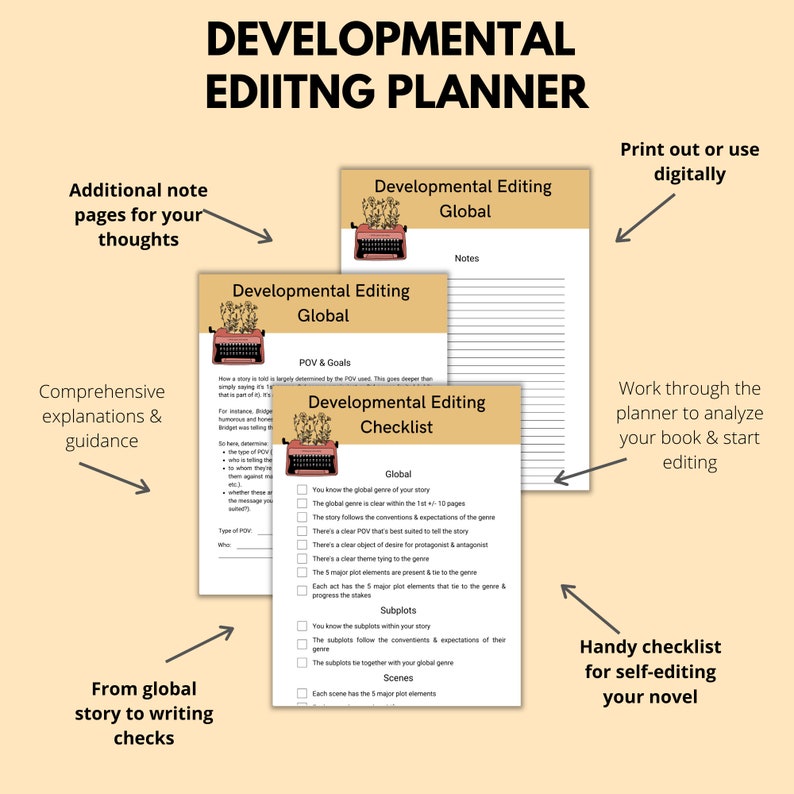 Developmental Editing Planner for Writers | Self-editing Checklist ...