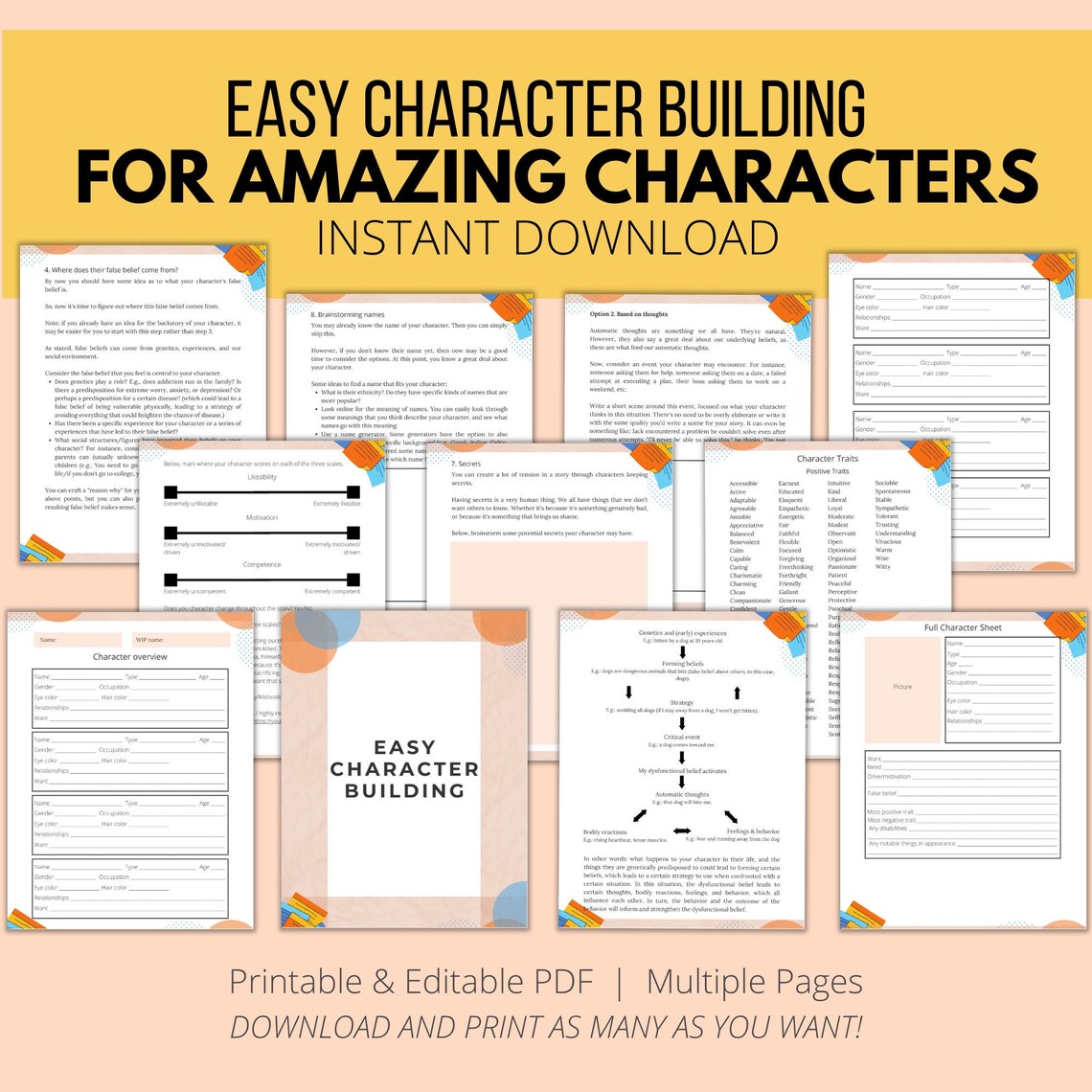 Character Development Workbook | Writing Tools | Step-by-step Character ...
