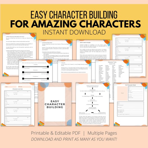 Character Development Workbook Writing Tools Step-by-step - Etsy