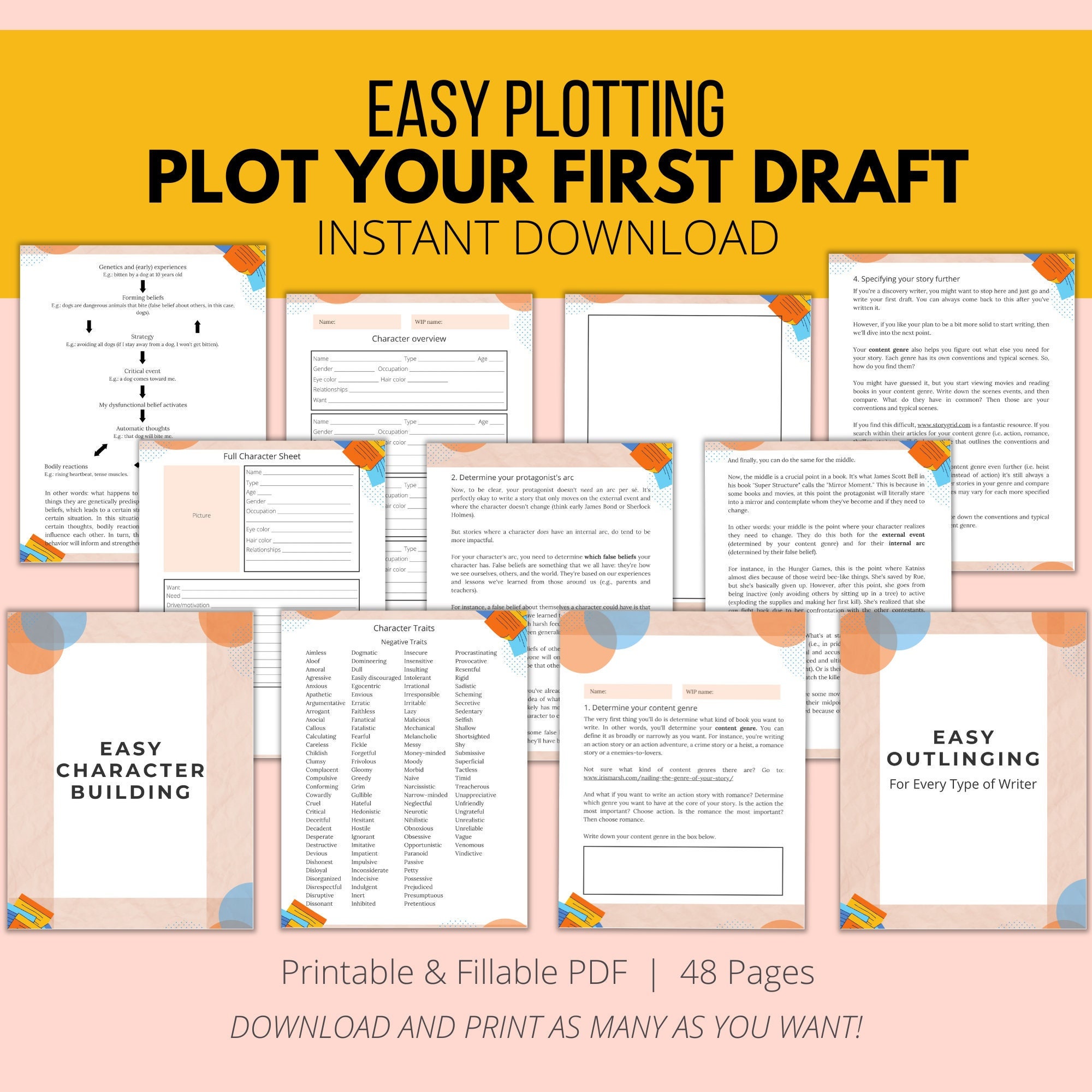 Easy Plotting Novel Workbook Outlining Your Book Character Development ...