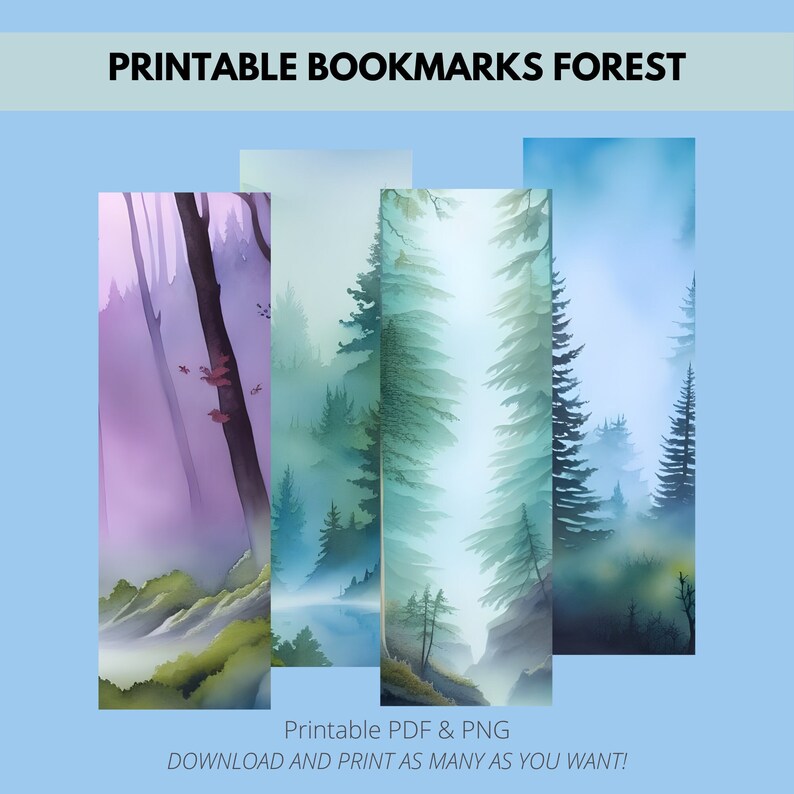 Forest Printable Bookmarks Enchanted Forest Bookmark Set - Etsy