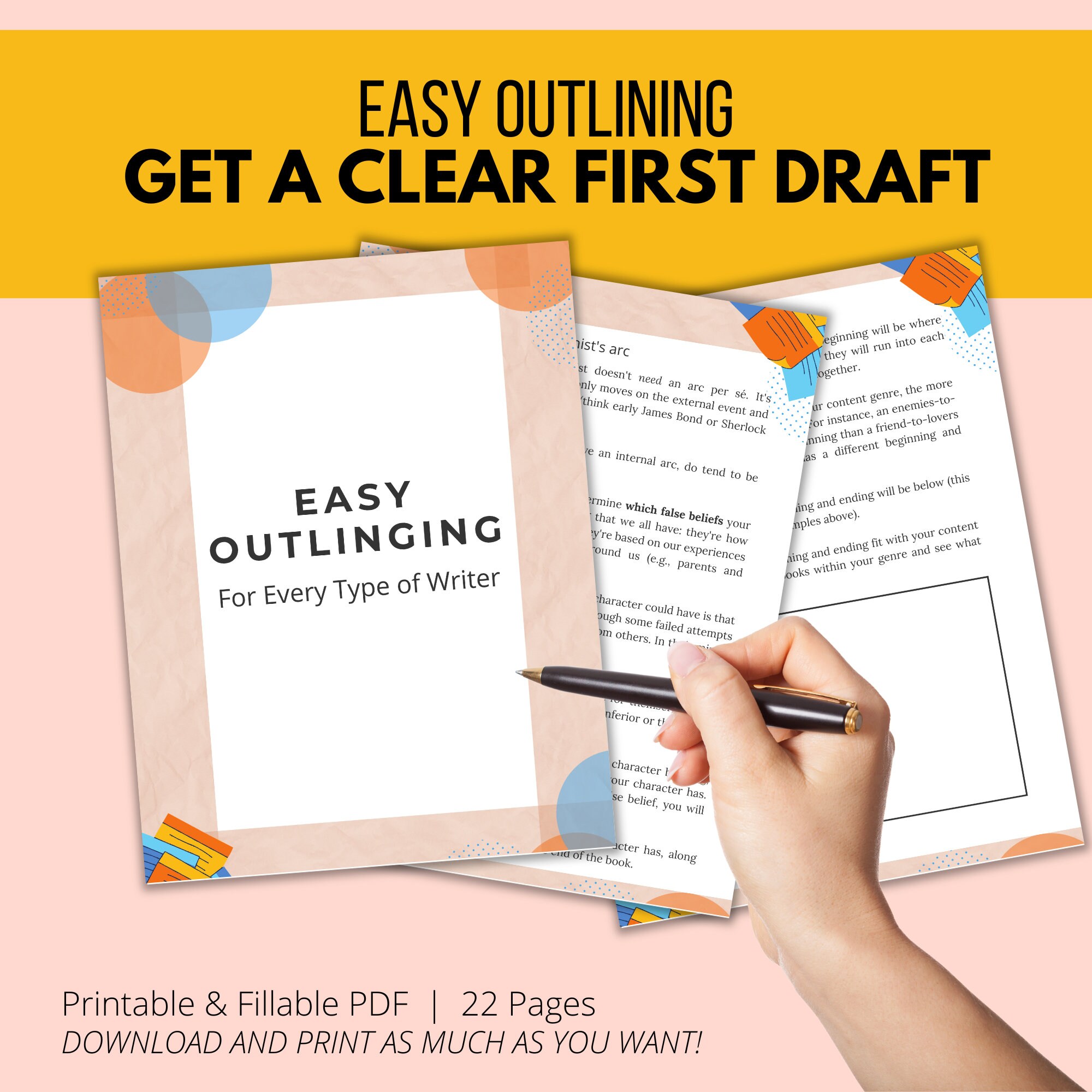 Book Outlining Workbook Printable | Novel Plotting Guide for Writers ...