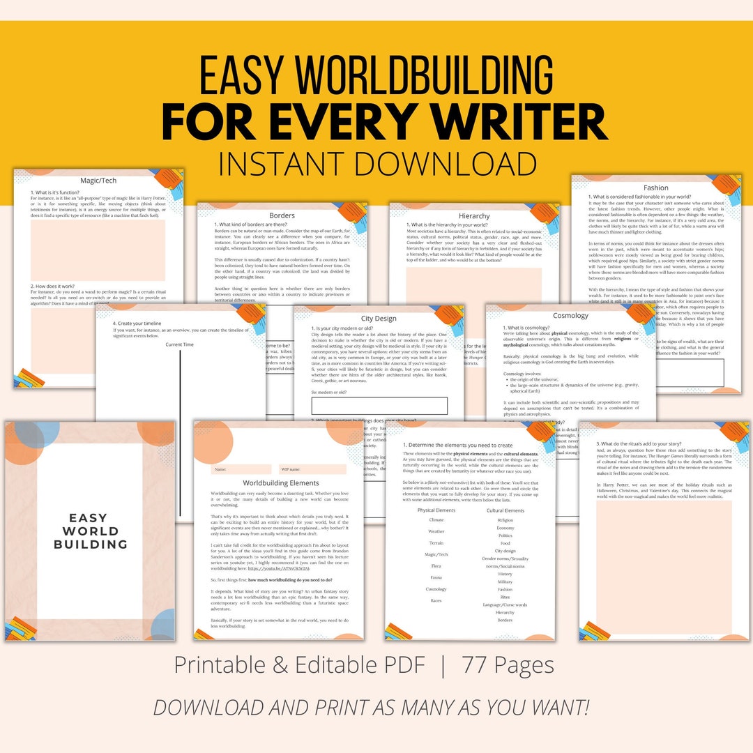 Easy Worldbuilding Workbook | Printable & Editable World Building for ...