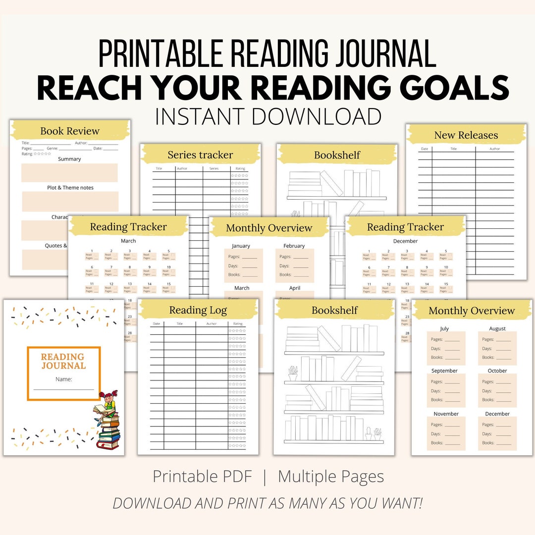 Printable Reading Journal | Reading Tracker | Book Planner | Instant ...