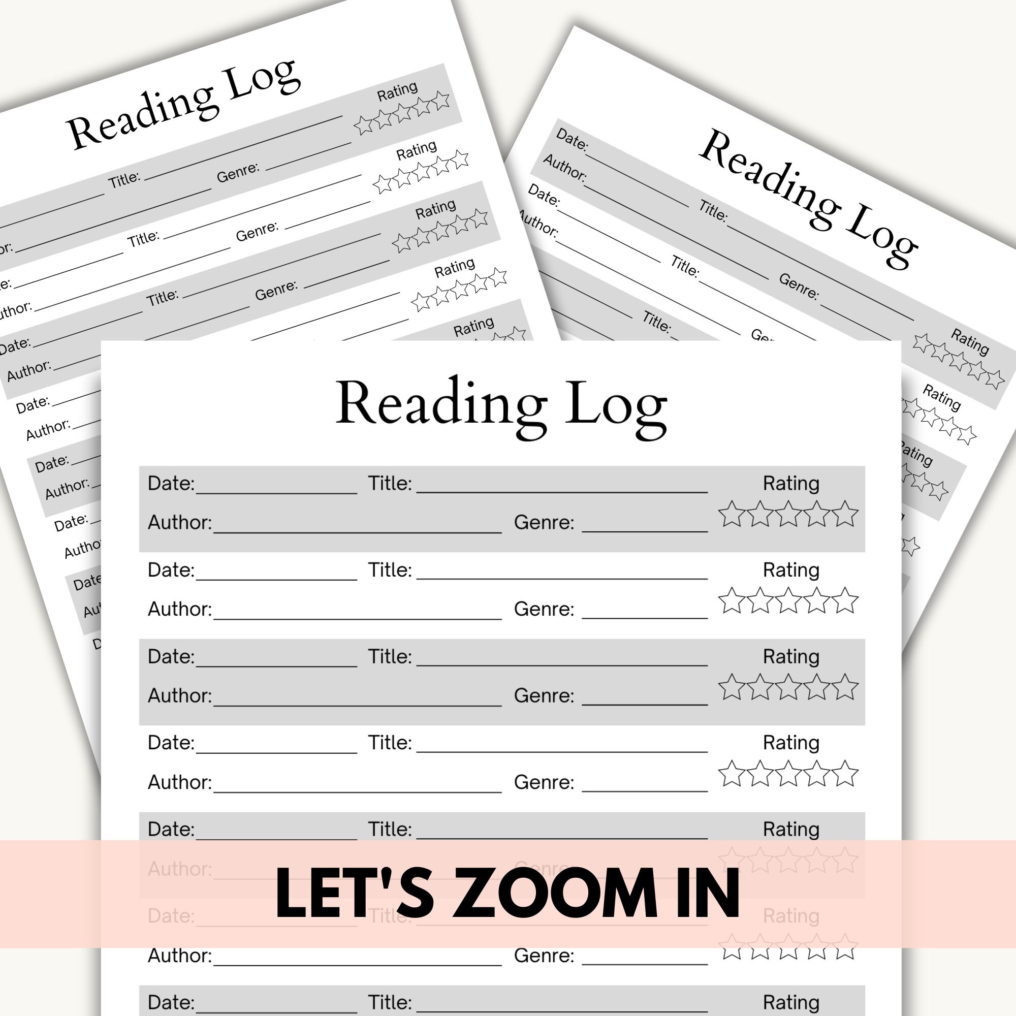 Reading Log Editable Printable Book List Tracker Books to Read Planner ...