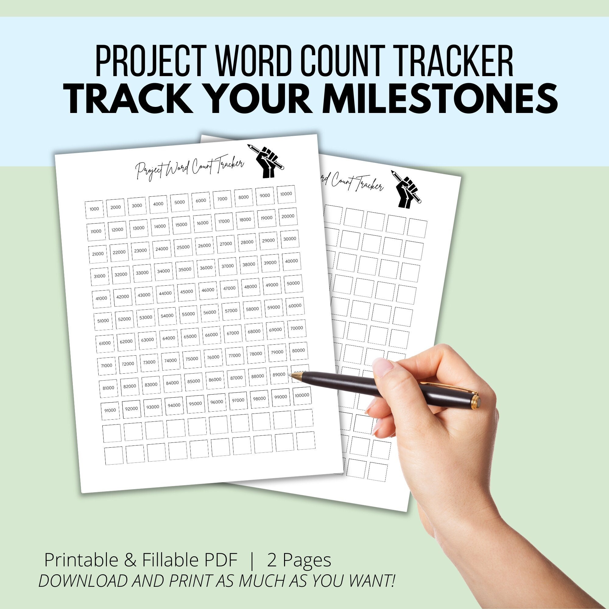 Project Word Count Tracker | Writing Tool | Nanowrimo Planner | Book ...