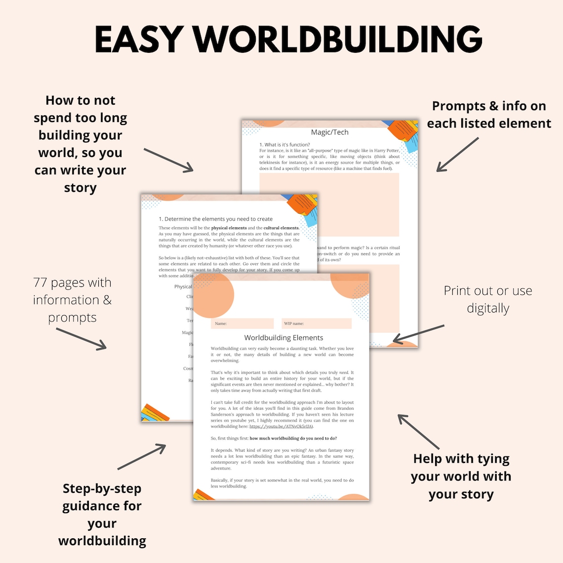 Easy Worldbuilding Workbook Printable & Editable World - Etsy