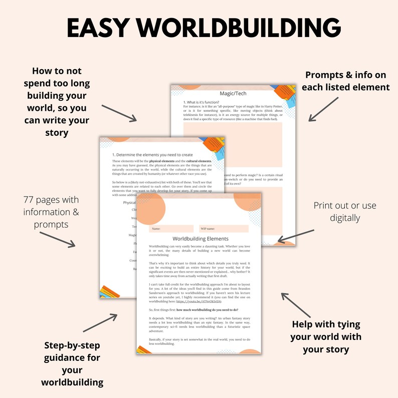 Easy Worldbuilding Workbook Printable & Editable World Building for ...
