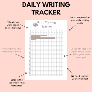 Daily Word Count Tracker | Writing Tracker for Writers | A4 | Instant ...