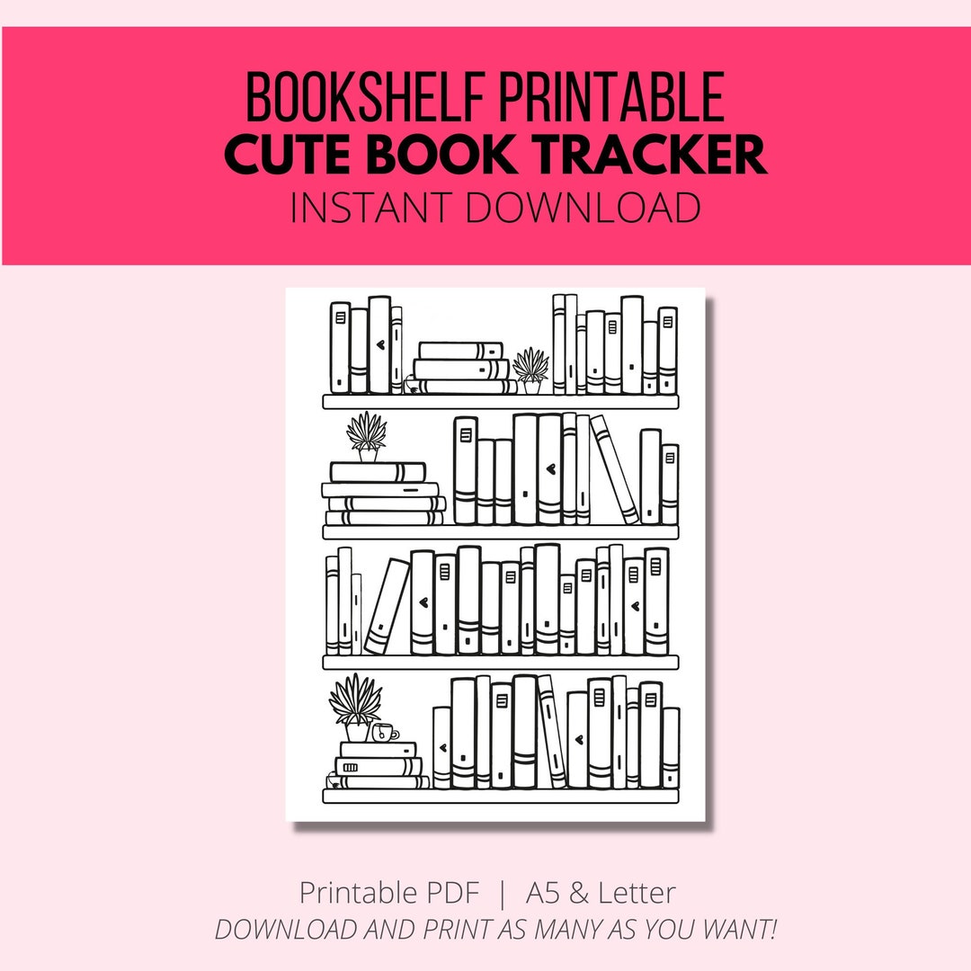 Bookshelf Book Tracker Printable Reading Log Yearly Monthly Reading ...