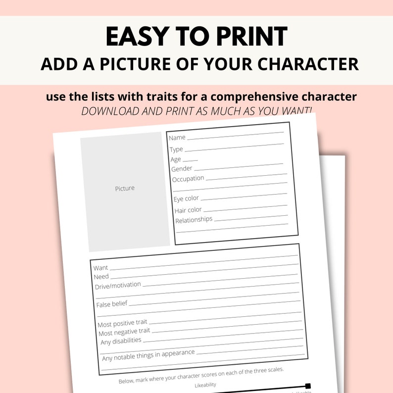 Character Outline Sheets | Printable Template | Positive & Negative ...