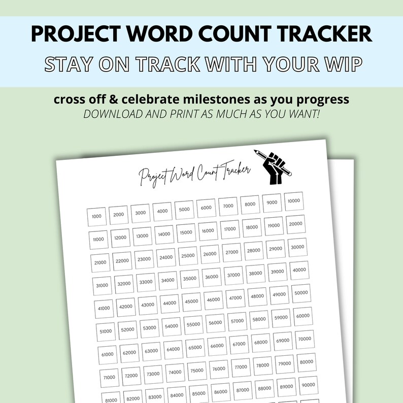 Project Word Count Tracker | Writing Tool | Nanowrimo Planner | Book ...