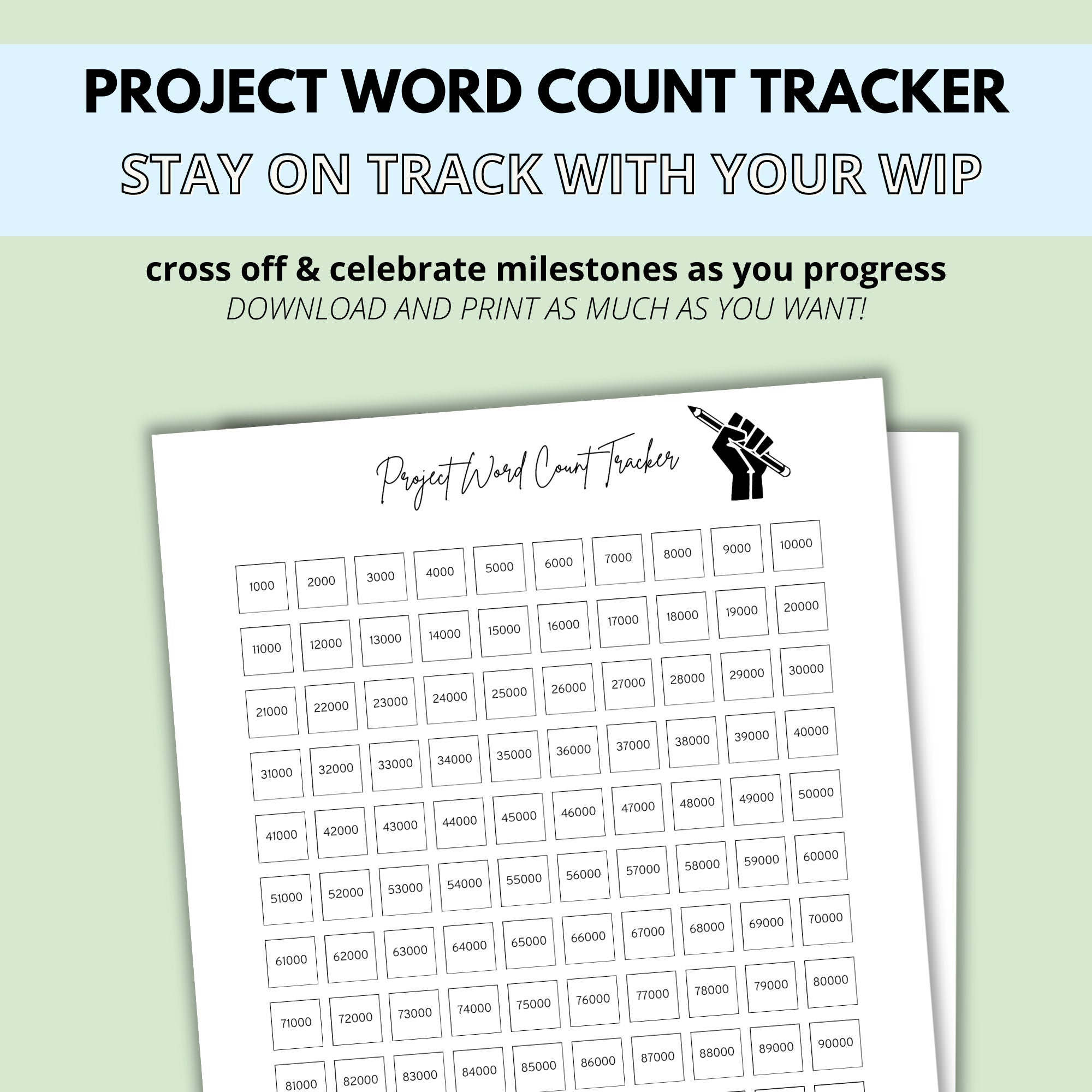 Project Word Count Tracker | Writing Tool | Nanowrimo Planner | Book ...