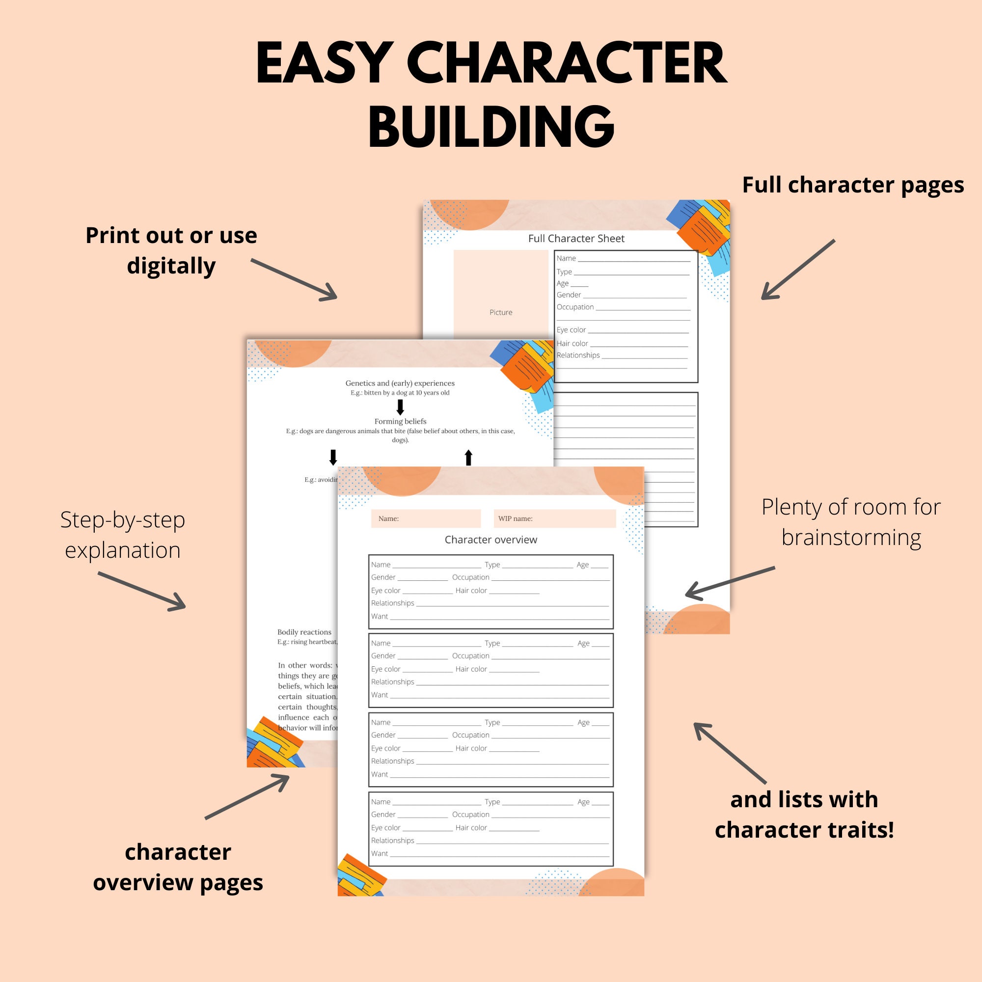 Character Development Workbook | Writing Tools | Step-by-step Character ...