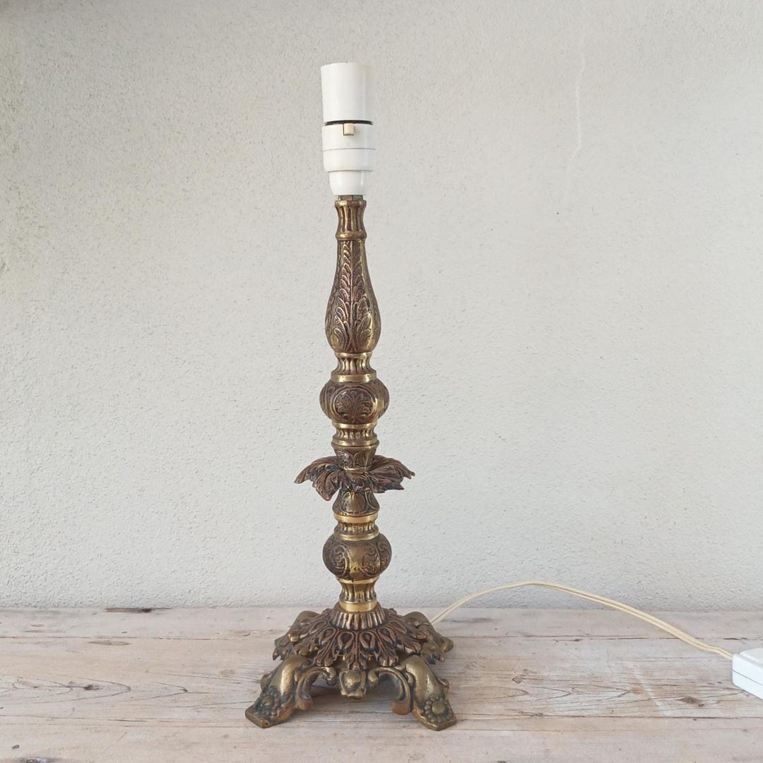 Solid Brass Table Lamp, Vintage Ornate Baroque Heavy Lamp Base - Etsy