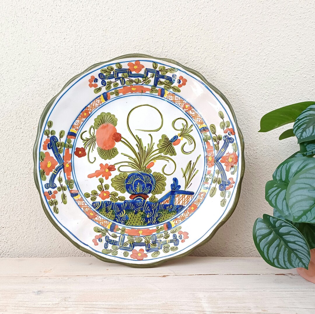 Faenza Garofano Italian Plate, Blue Carnation Pattern Handpainted in ...