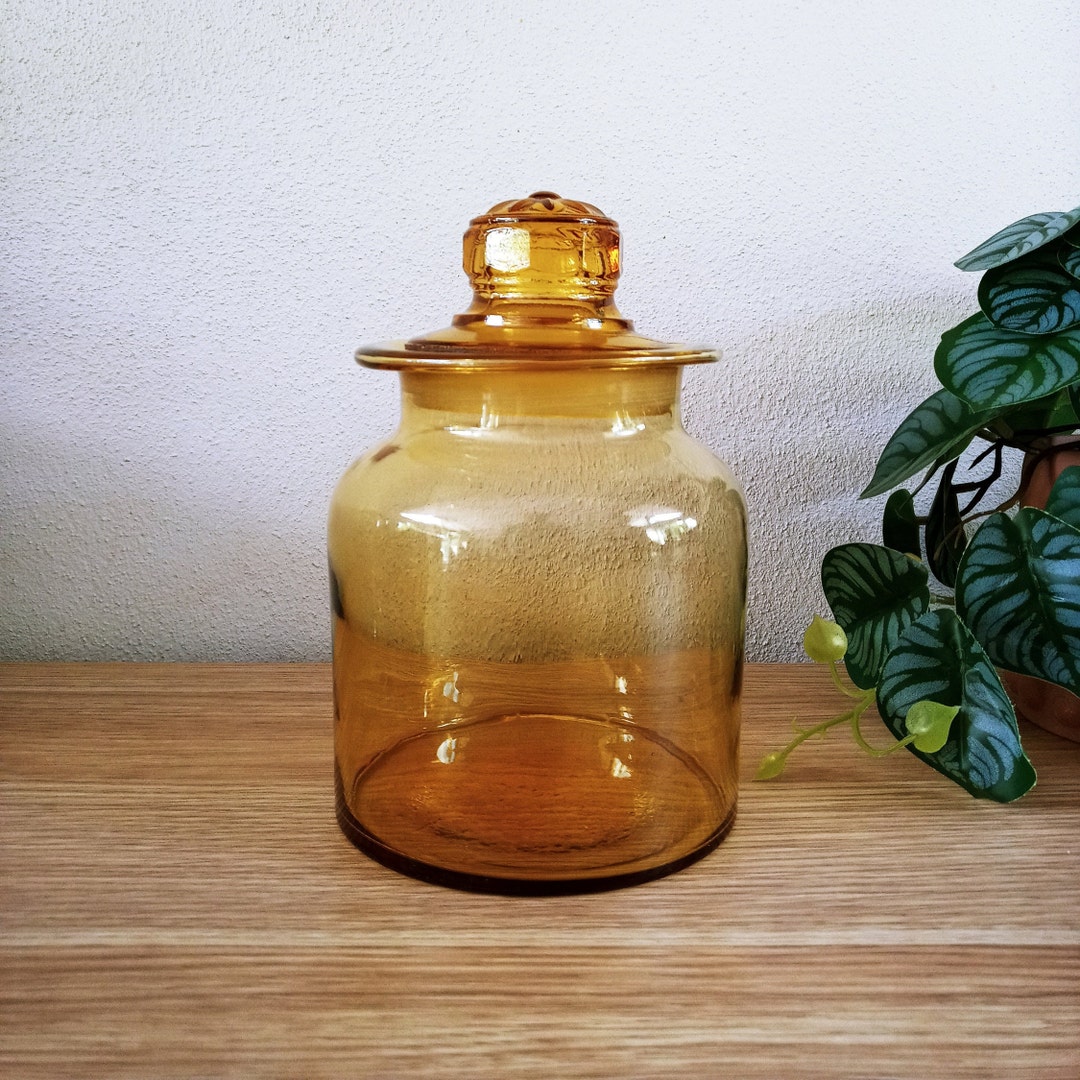 Takahashi Glass Canister Golden Tan Colour Vintage Apothecary Jar Made ...