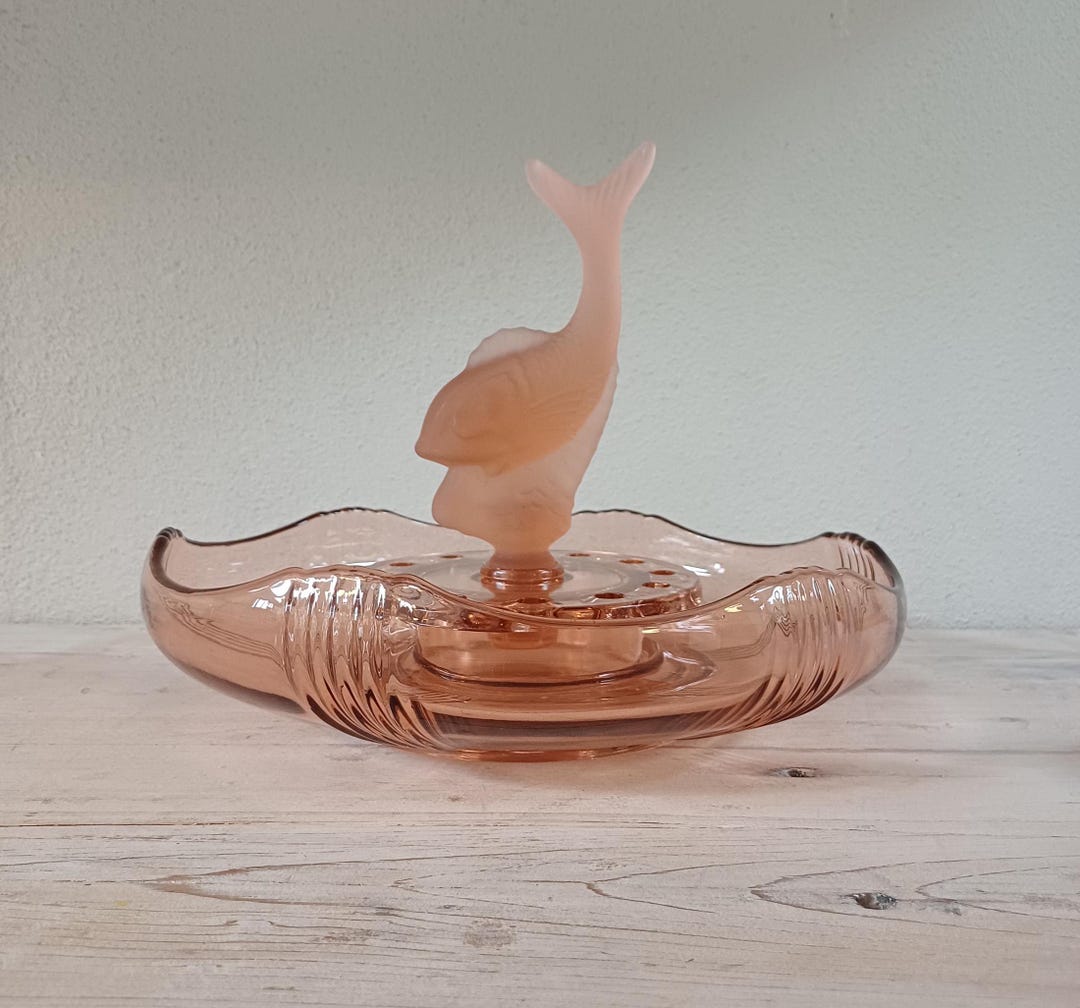 Art Deco Flying Fish Float Bowl by Josef Inwald, Vintage Pink 3 Piece ...