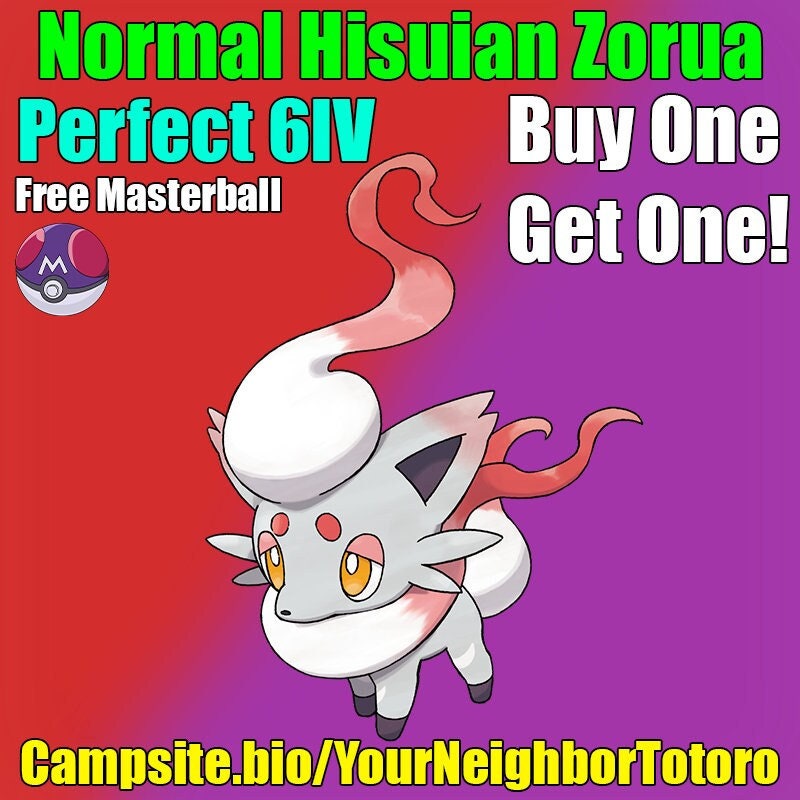 Shiny or Normal Hisuian Zorua Pokemon Scarlet and Violet Perfect 6IV ...