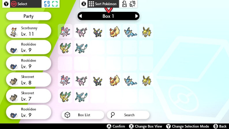 Los 8 Eevee-Lutions Shiny / Normal Pokemon Sword and Shield Custom ...