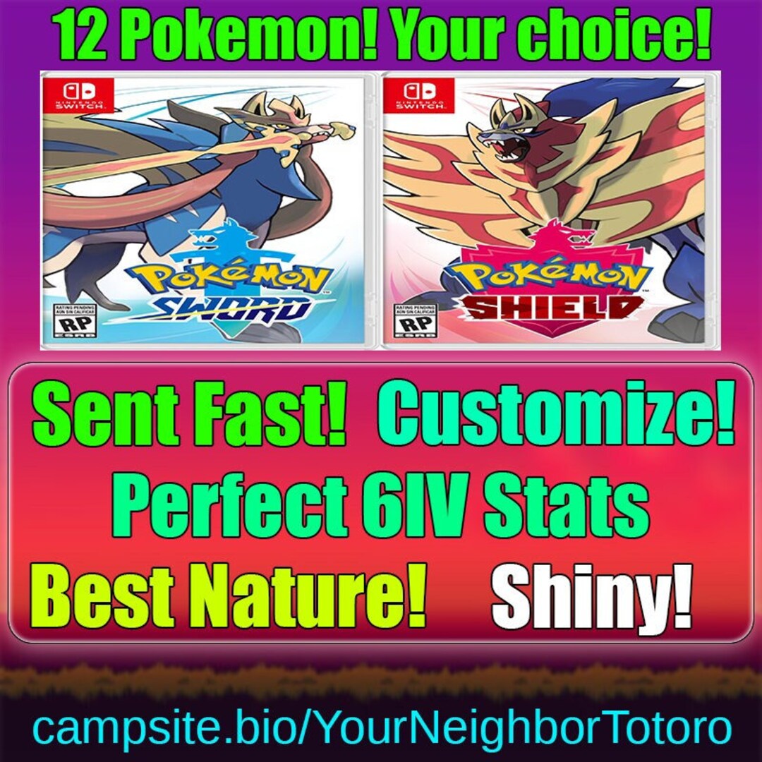 12 Pokemon (your Choice) - Pokemon Sword and Shield - Custom Pokemon ...