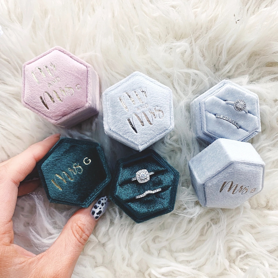 Personalized Velvet Ring Box,custom Wedding Engagement Ring Box ...