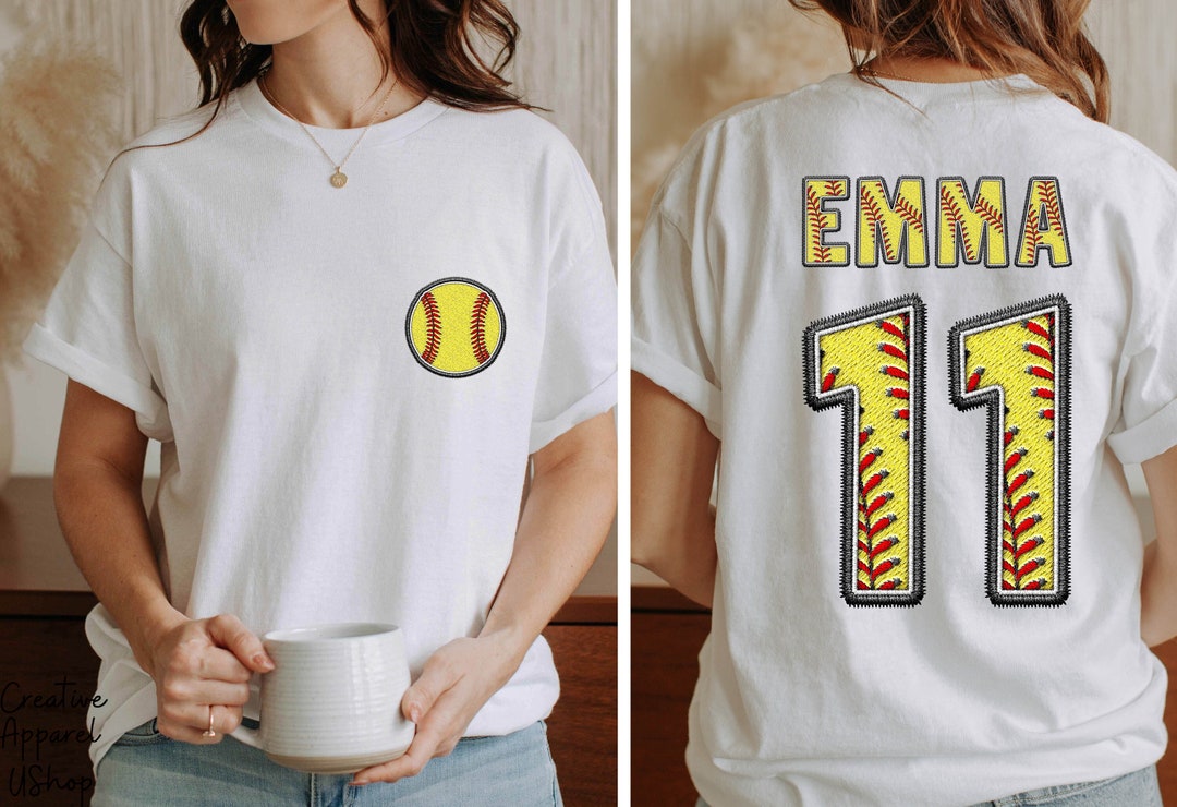 Custom Softball Name and Number Shirt, Double Sided Shirt, Game Day ...