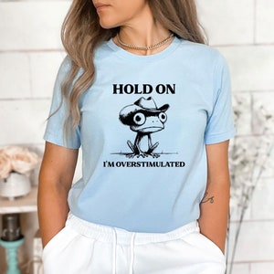 Hold on I'm Overstimulated Shirt, Funny Frog Shirt, Meme Shirt, Cool Shirt, Cute Animal Shirt ...