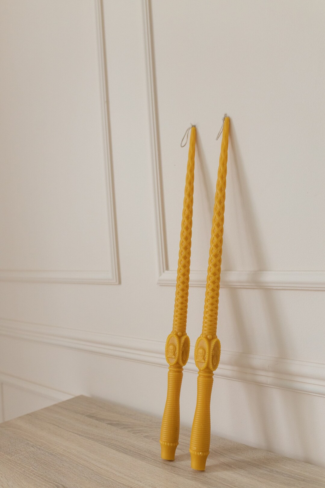 2 Pcs. Long Ritual Candles With Handle, Handmade | Length 60 Cm | Pure ...