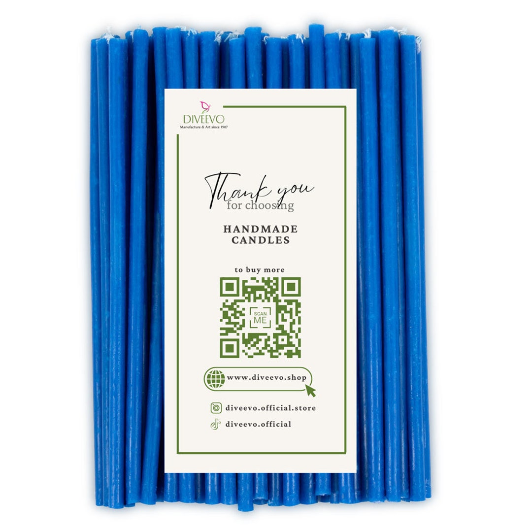 Candle Bundle Blue Beeswax Candles High-quality Ritual Candles Dyed ...