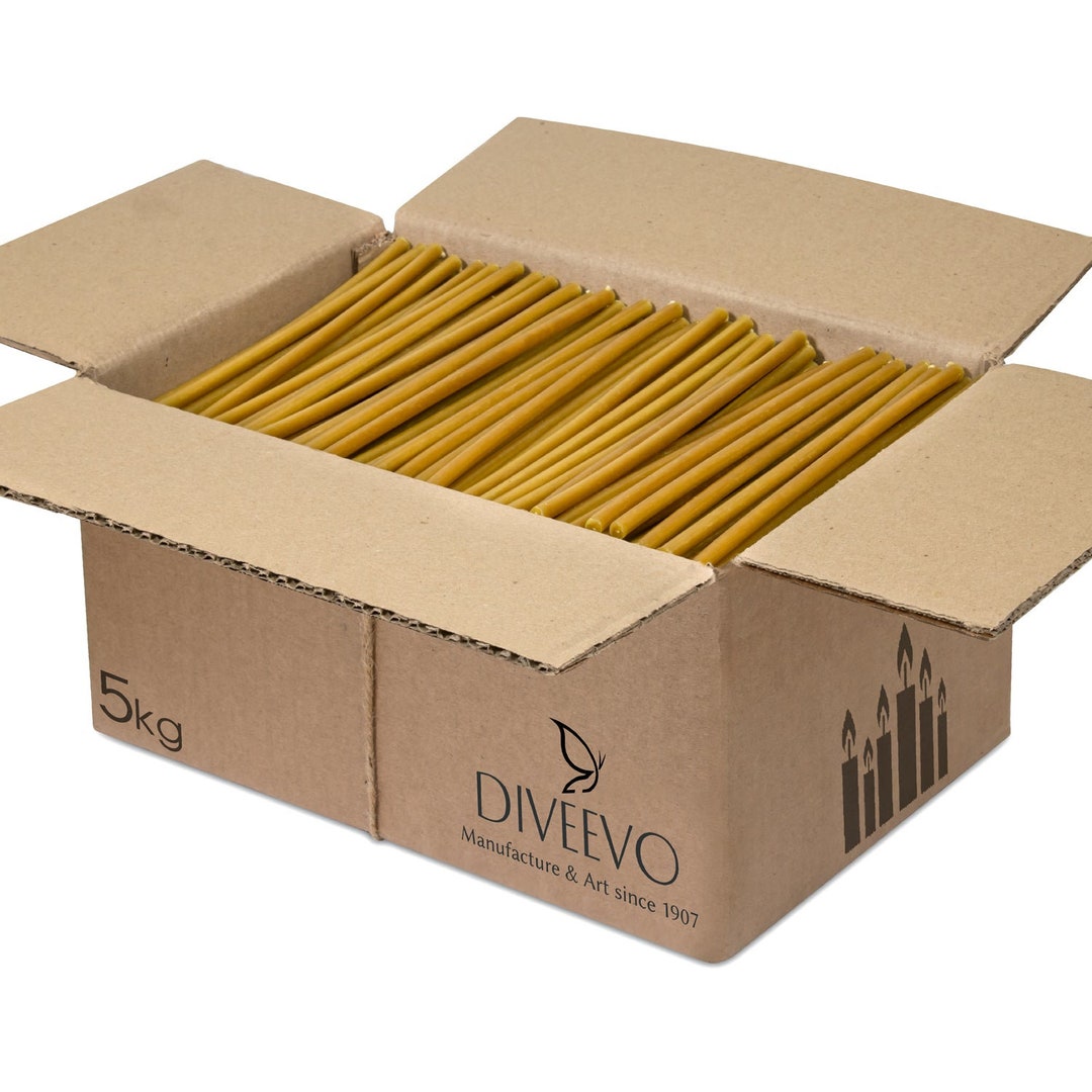 Box 5 Kg 1750 Pcs. Yellow Monastery Candles N140 Made of Beeswax 16 Cm ...