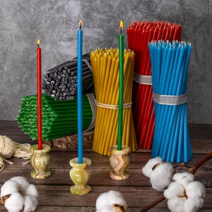 250 Pcs Multi-colored Candle Set Pure Beeswax - 50 Pcs per Color - for ...