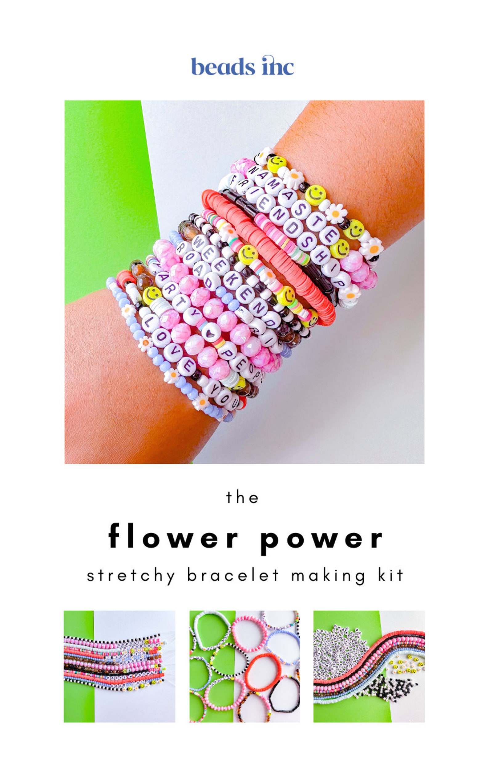 The Flower Power DIY Stretchy Bracelet Jewelry Making Bead Kit for ...