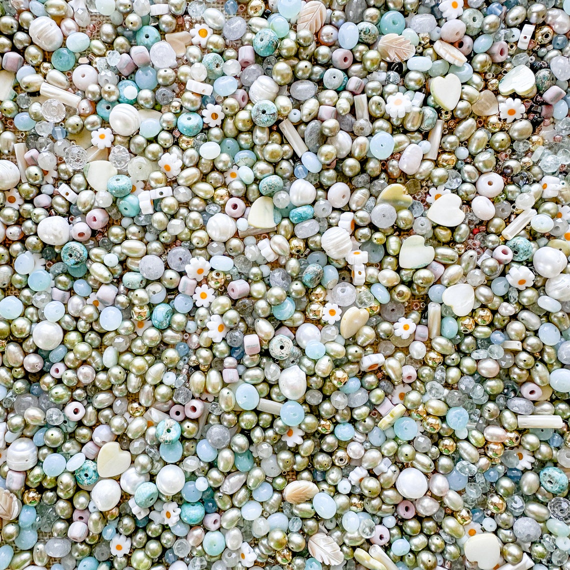 Beads Inc Clover Caviar Luxe Bead Blend Opal Flower Glass Natural Stone ...