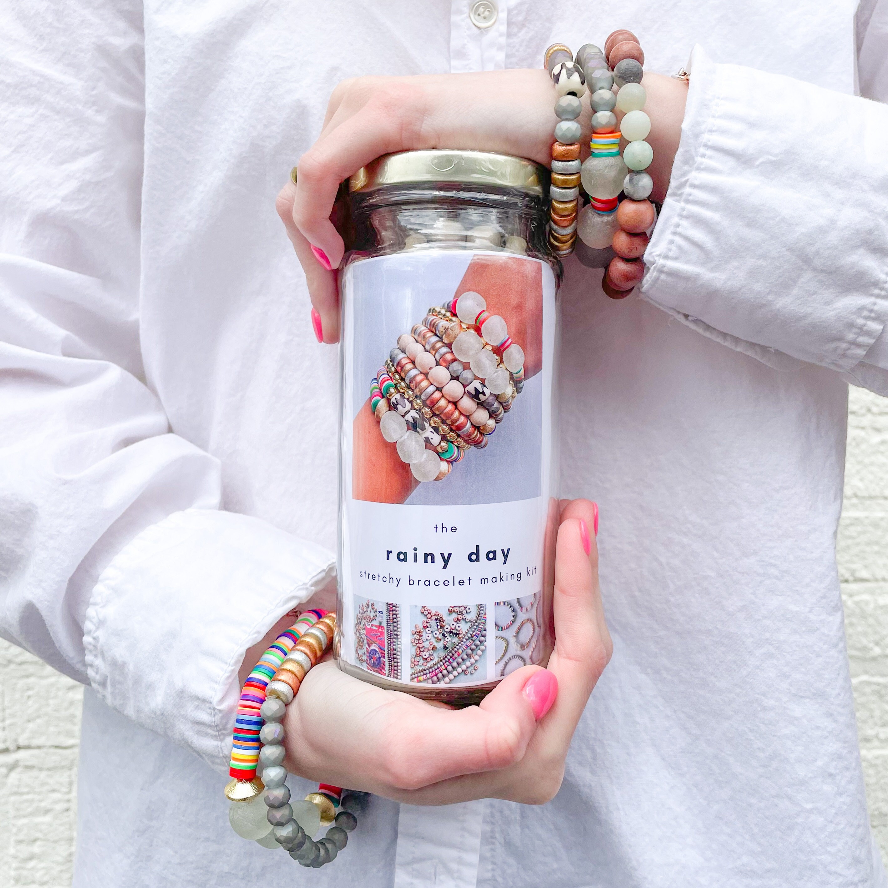 The Rainy Day DIY Stretchy Bracelet Jewelry Making Bead Kit for Adults Gift for Beginners Beads ...