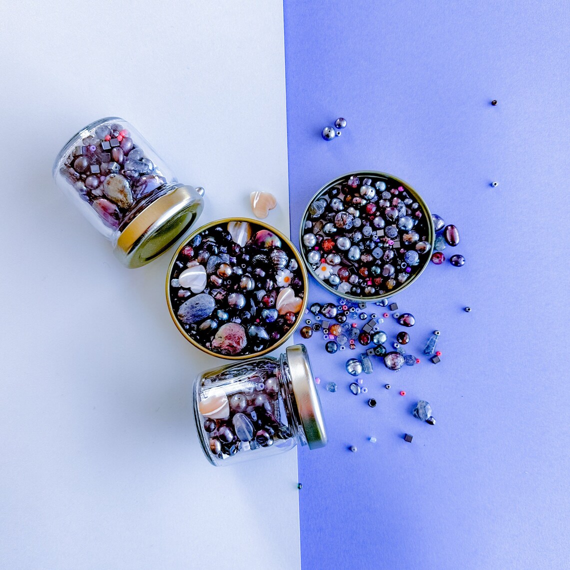 Beads Inc Chroma Caviar Luxe Bead Blend Gemstone Flower Glass Natural ...