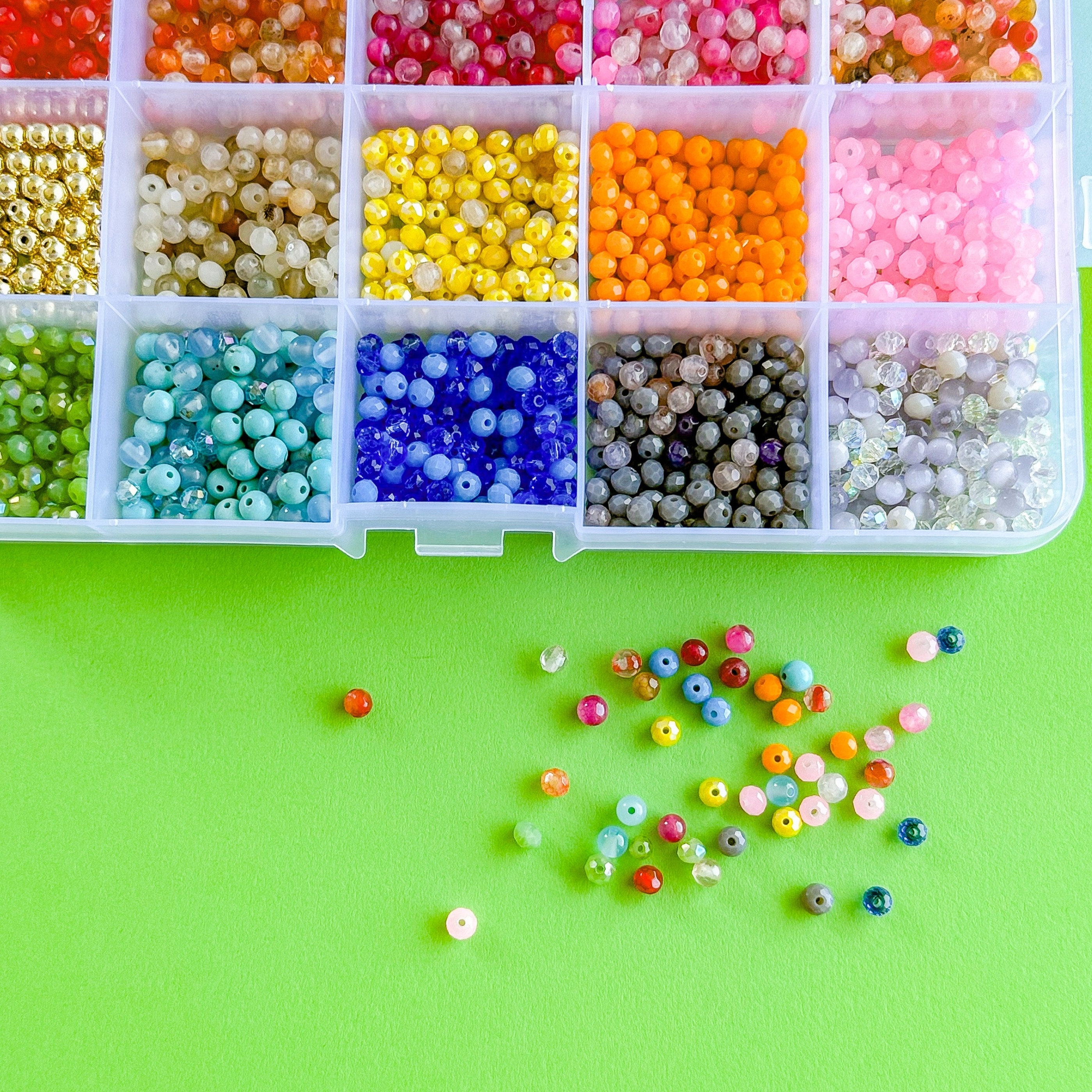 4mm Rainbow Round Stone Crystal Mix Bead Box Set 1000 Pieces Multicolor ...