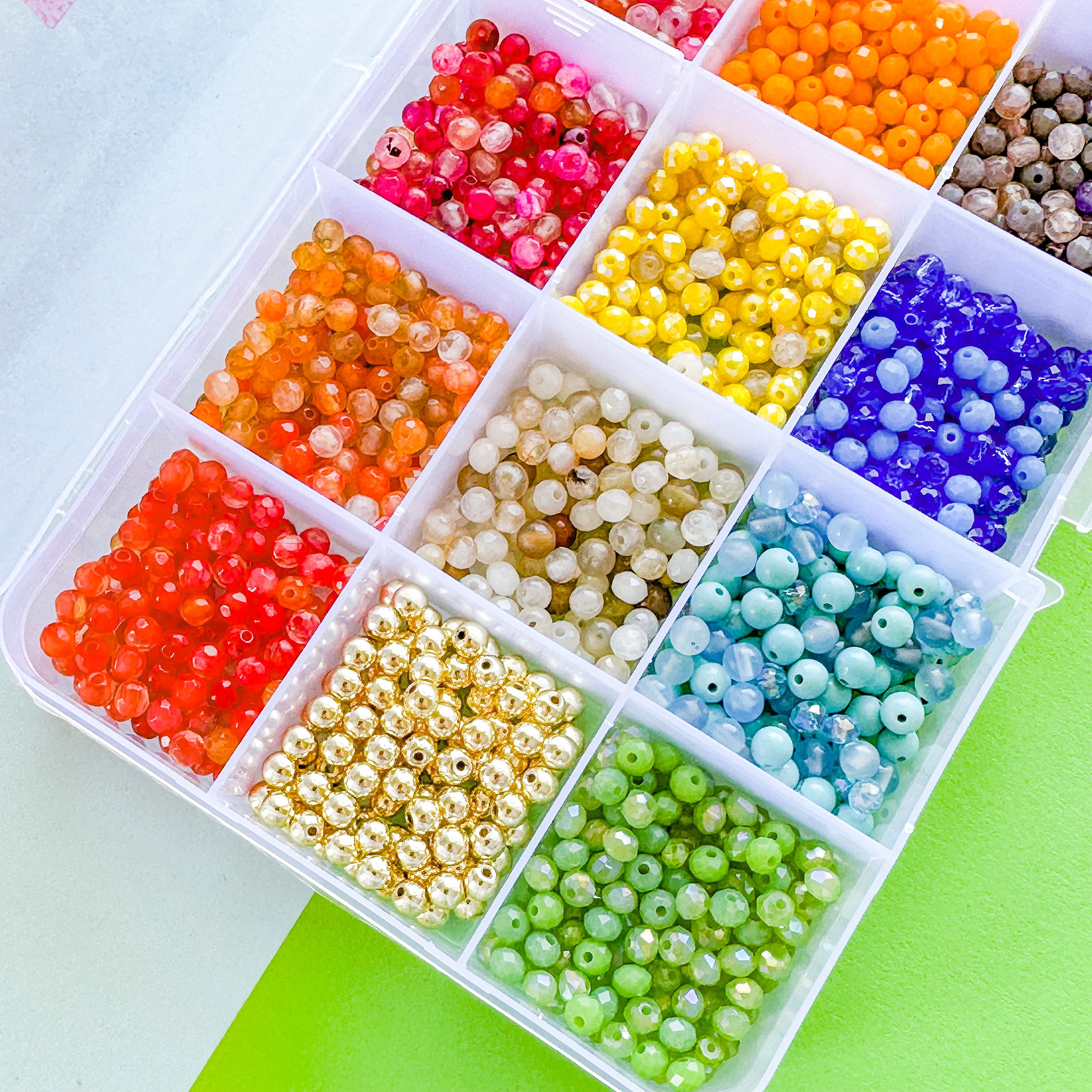4mm Rainbow Round Stone Crystal Mix Bead Box Set 1000 Pieces Multicolor ...