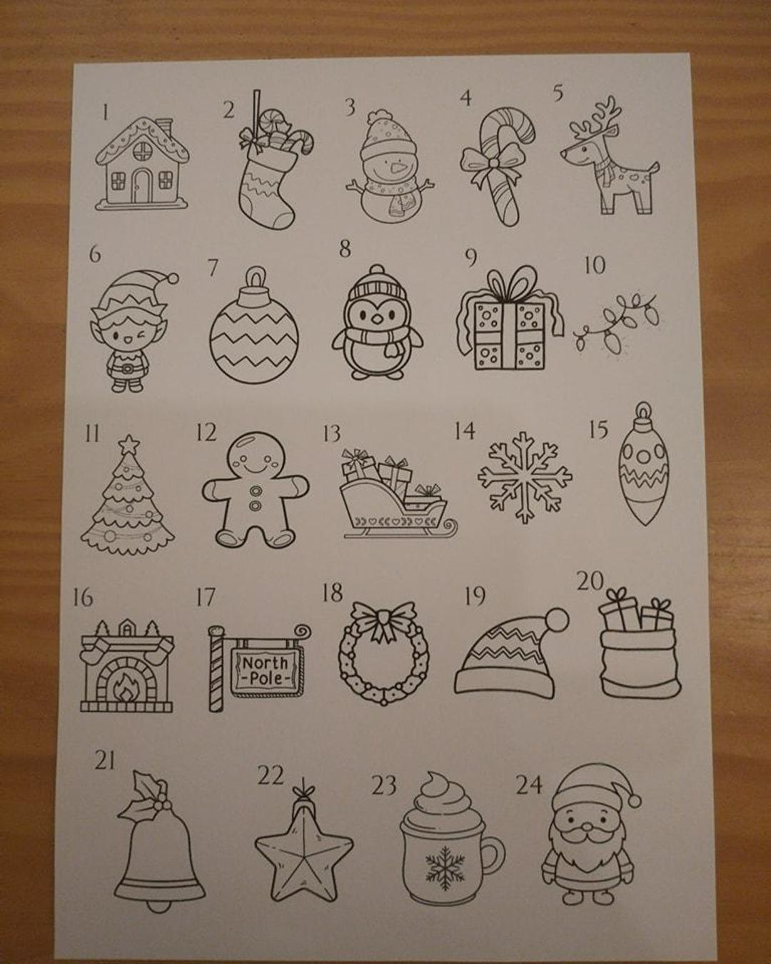Christmas Countdown Colouring Sheet/advent Calender/colouring - Etsy
