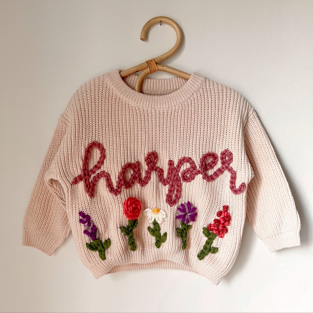 Personalized Embroidered Spring Floral Sweater - Etsy