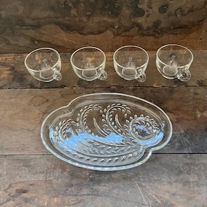 Mid Century Cut Glass Snack Set ~ Homestead by Federal Glass Co ...