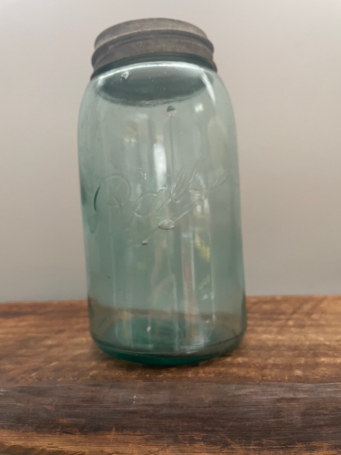 1896-1910 Ball Mason Jar 1 Quart Triple L Logo Bubble Glass Blue Glass ...