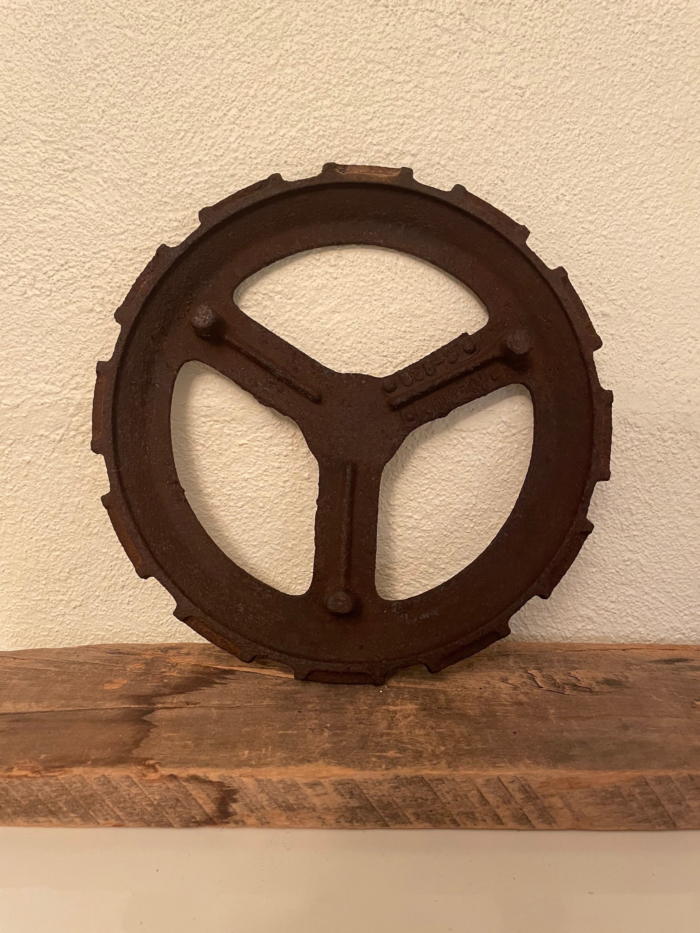 Antique Cast Iron Planter Seed Disc Retro Farm Decor Rustic Tractor ...